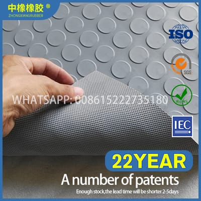 Anti Skid Rubber Sheet Grey Circular Studded Rubber Matting