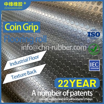 Coin grip flooring 1.5g/cm³ 3mm black wear resistance rubber sheet roll