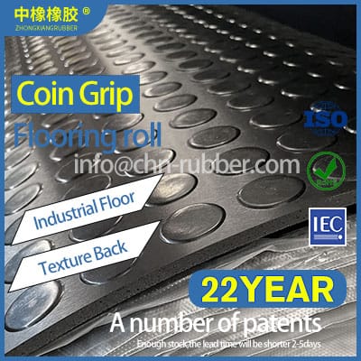 Coin grip flooring 1.5g/cm³ 3mm black wear resistance rubber sheet roll
