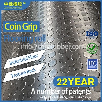 Coin grip flooring 1.5g/cm³ 3mm black wear resistance rubber sheet roll